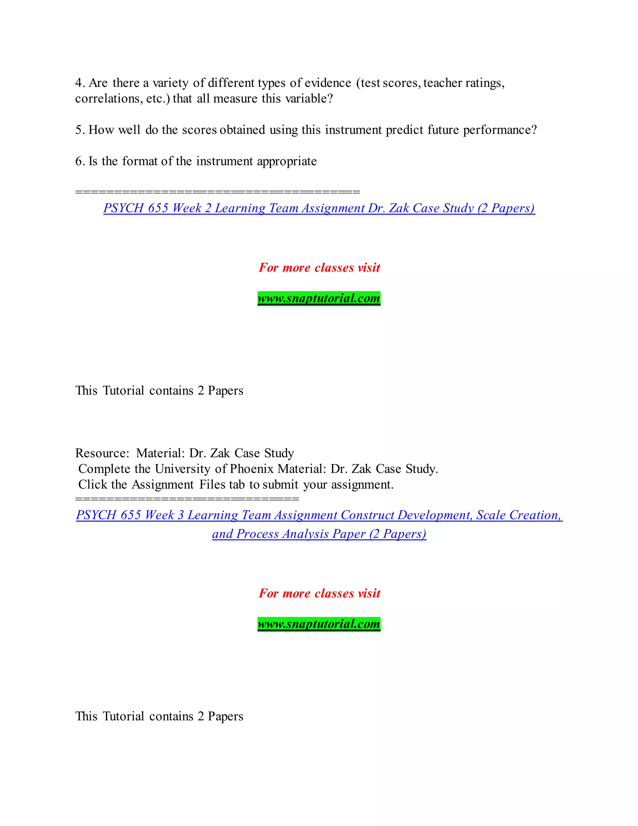 Psych 655 Success Begins / snaptutorial.com