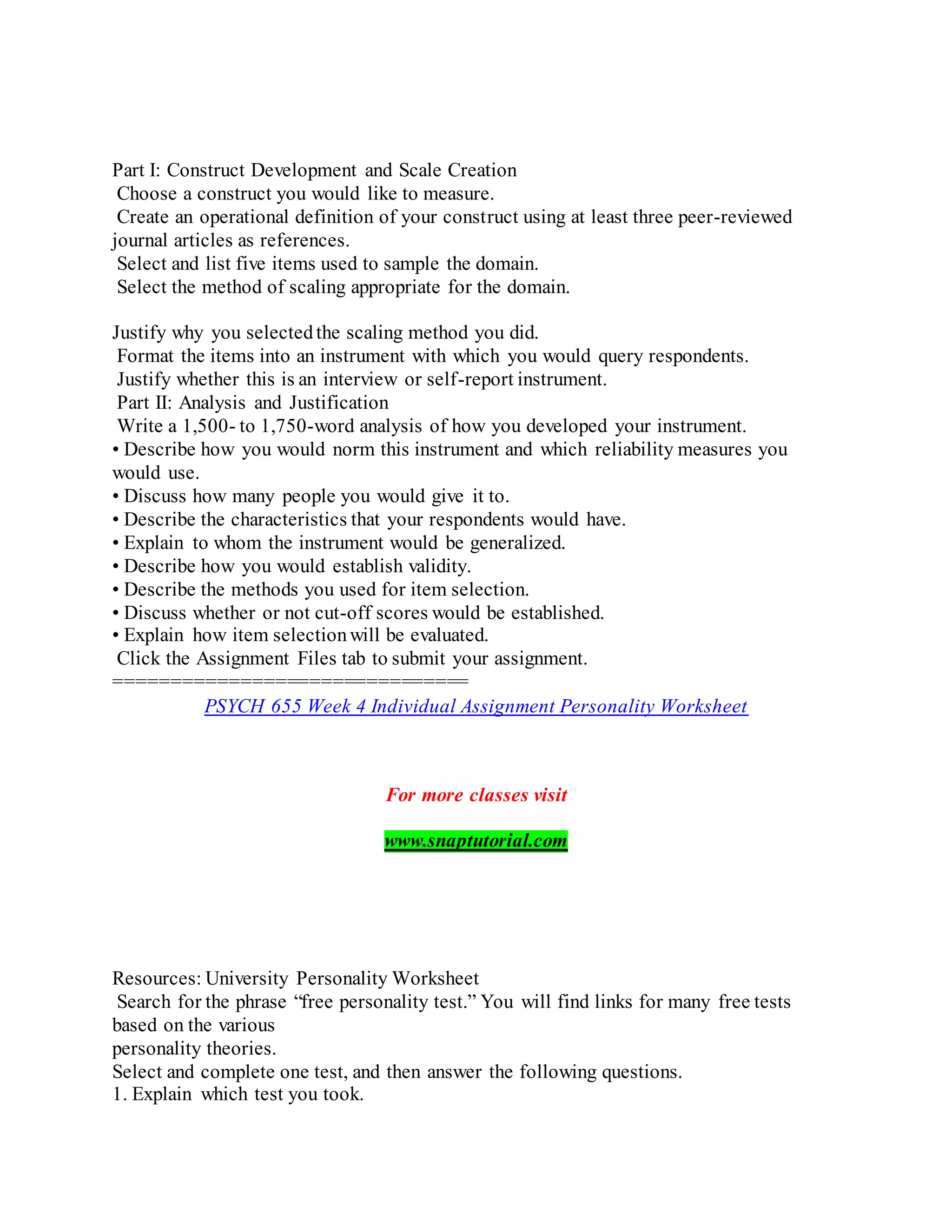 Psych 655 Success Begins / snaptutorial.com