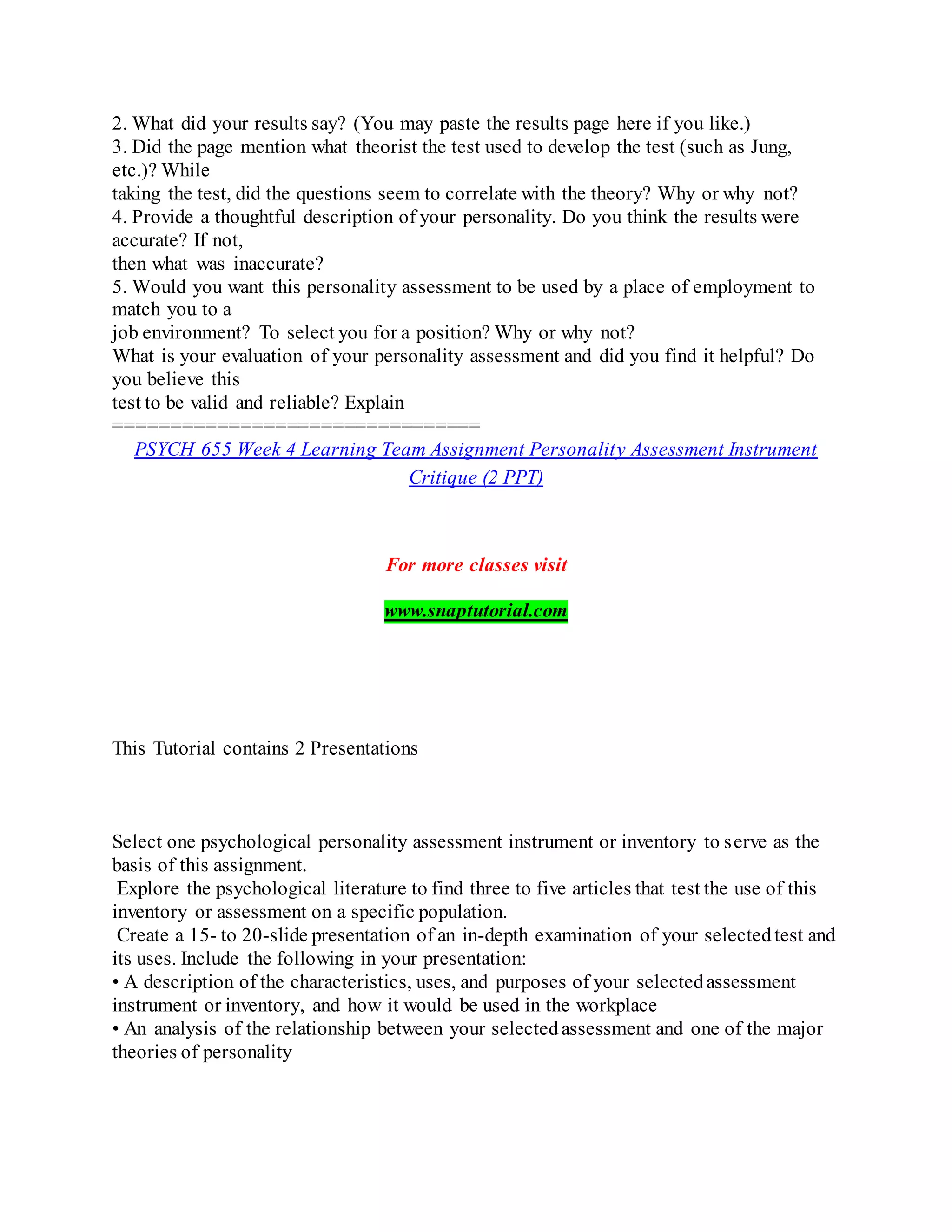 Psych 655 Success Begins / snaptutorial.com