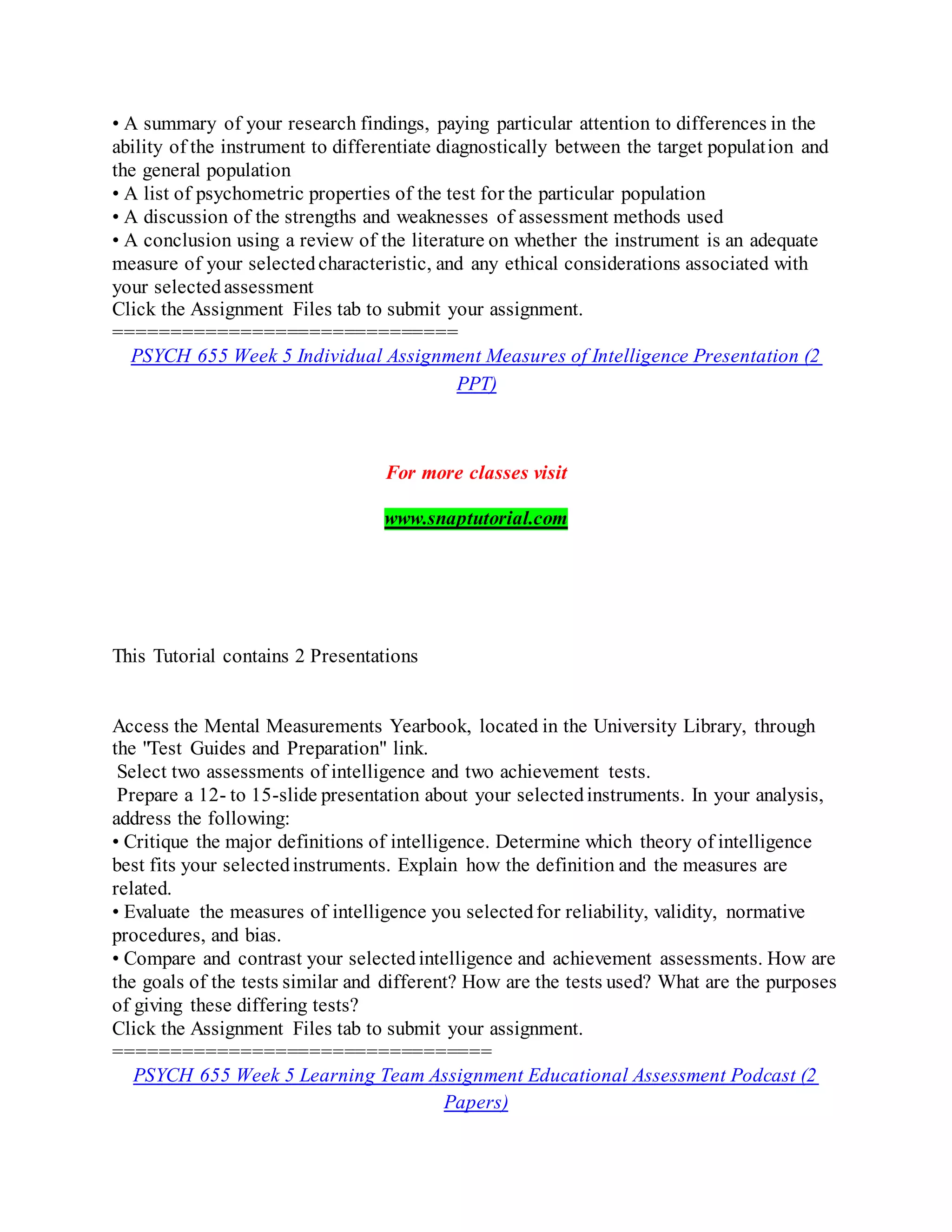 Psych 655 Success Begins / snaptutorial.com