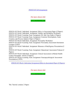 Psych 655 Success Begins / snaptutorial.com