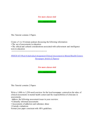 Psych 655 Success Begins / snaptutorial.com