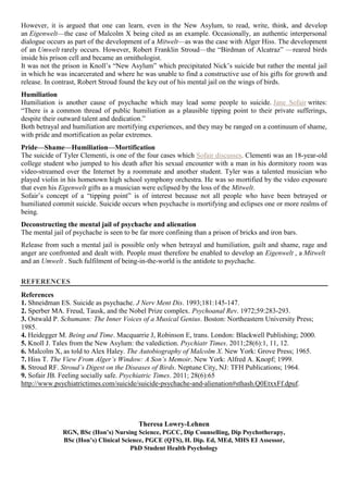 Psychache and Suicidal Behaviour - Shneidman. By Theresa Lowry-Lehnen ...