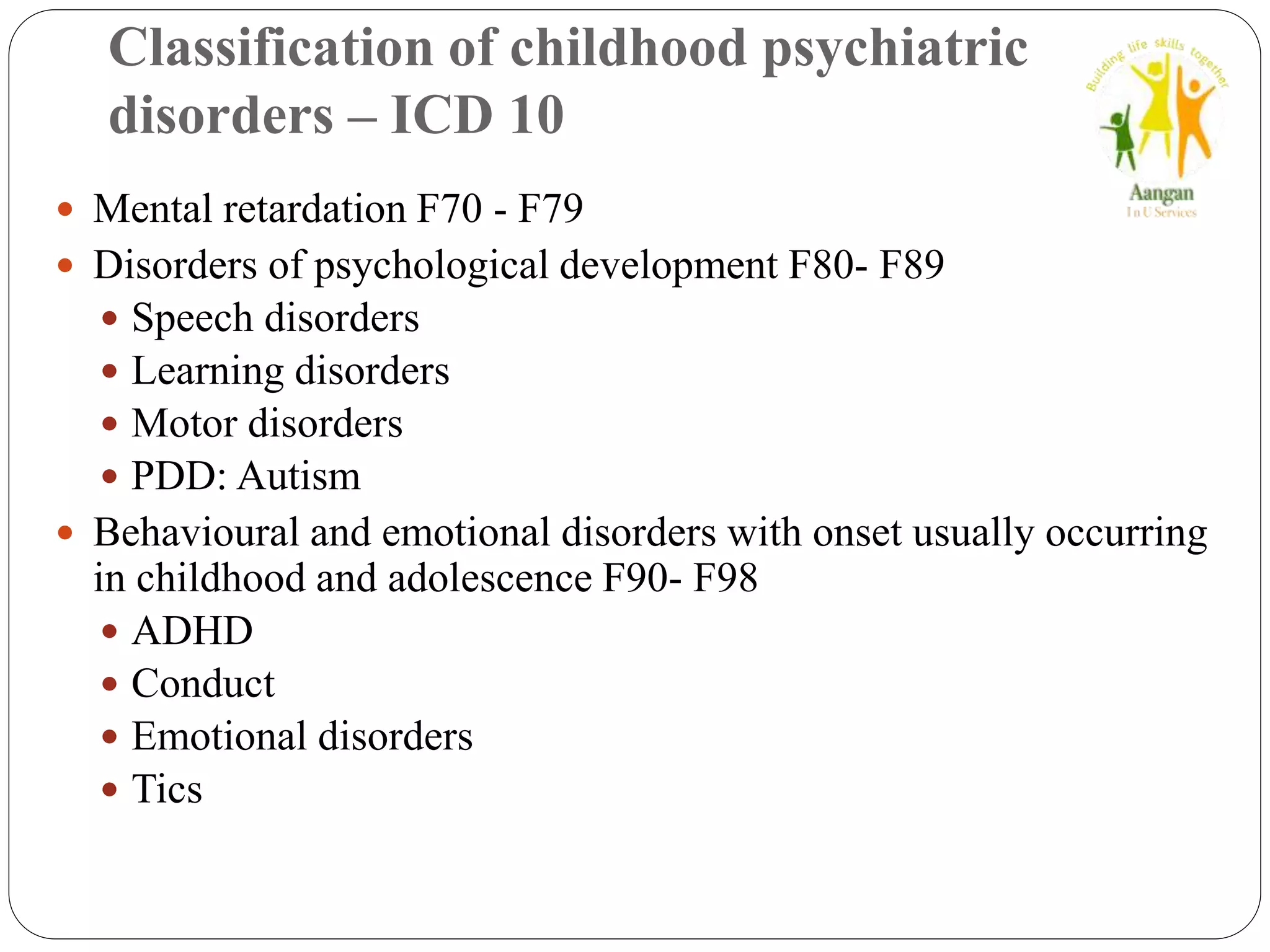Psychiatric disorders in childhood and adolescence | PPT