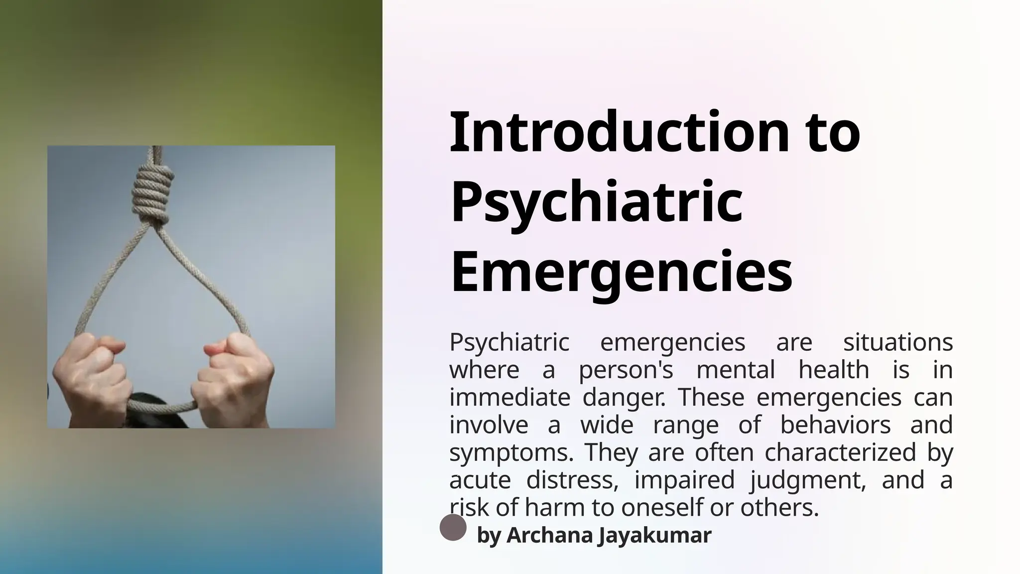 PSYCHIATRIC EMERGENCIES IN PSYCHIATRIC NURSING | PPTX