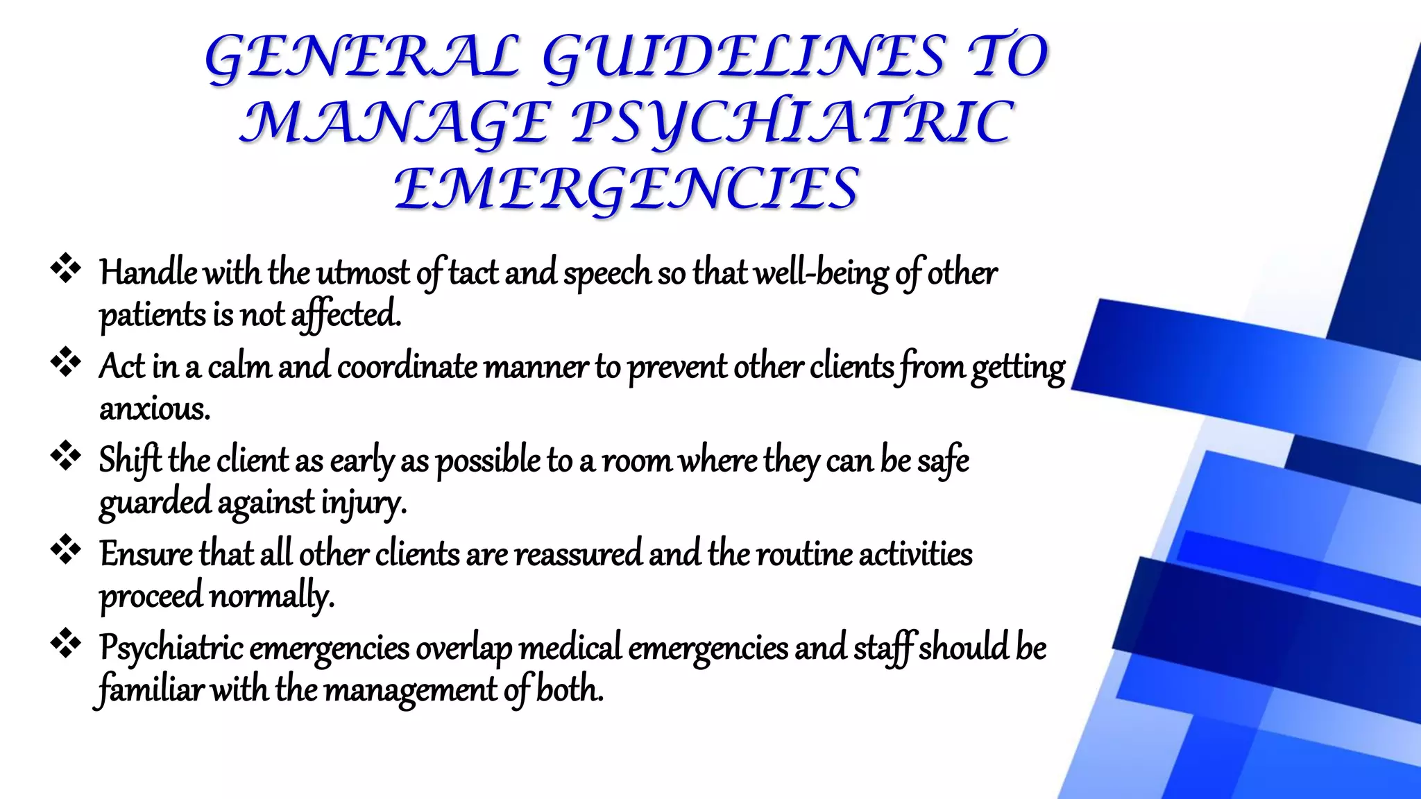 PSYCHIATRIC EMERGENCIES - SUICIDE & CRISIS INTERVENTION | PDF