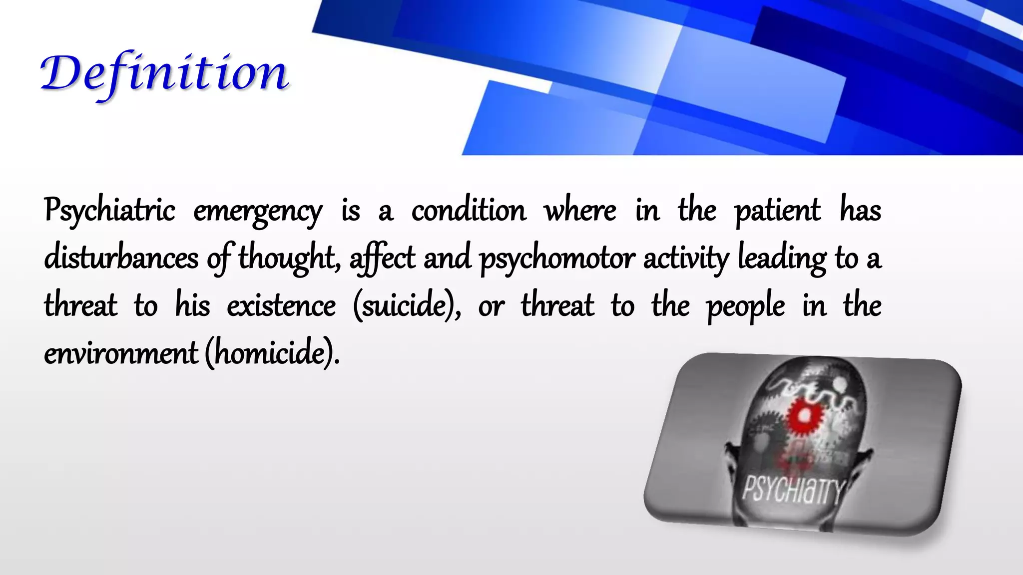 PSYCHIATRIC EMERGENCIES - SUICIDE & CRISIS INTERVENTION | PDF