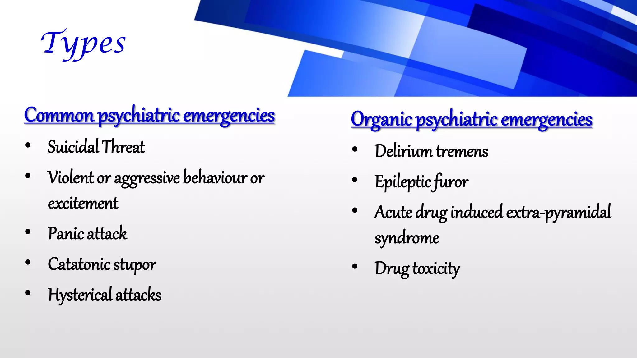 PSYCHIATRIC EMERGENCIES - SUICIDE & CRISIS INTERVENTION | PDF