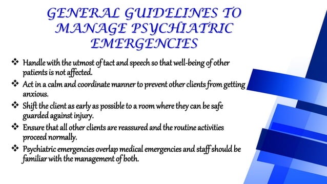 PSYCHIATRIC EMERGENCIES - SUICIDE & CRISIS INTERVENTION | PDF | First ...