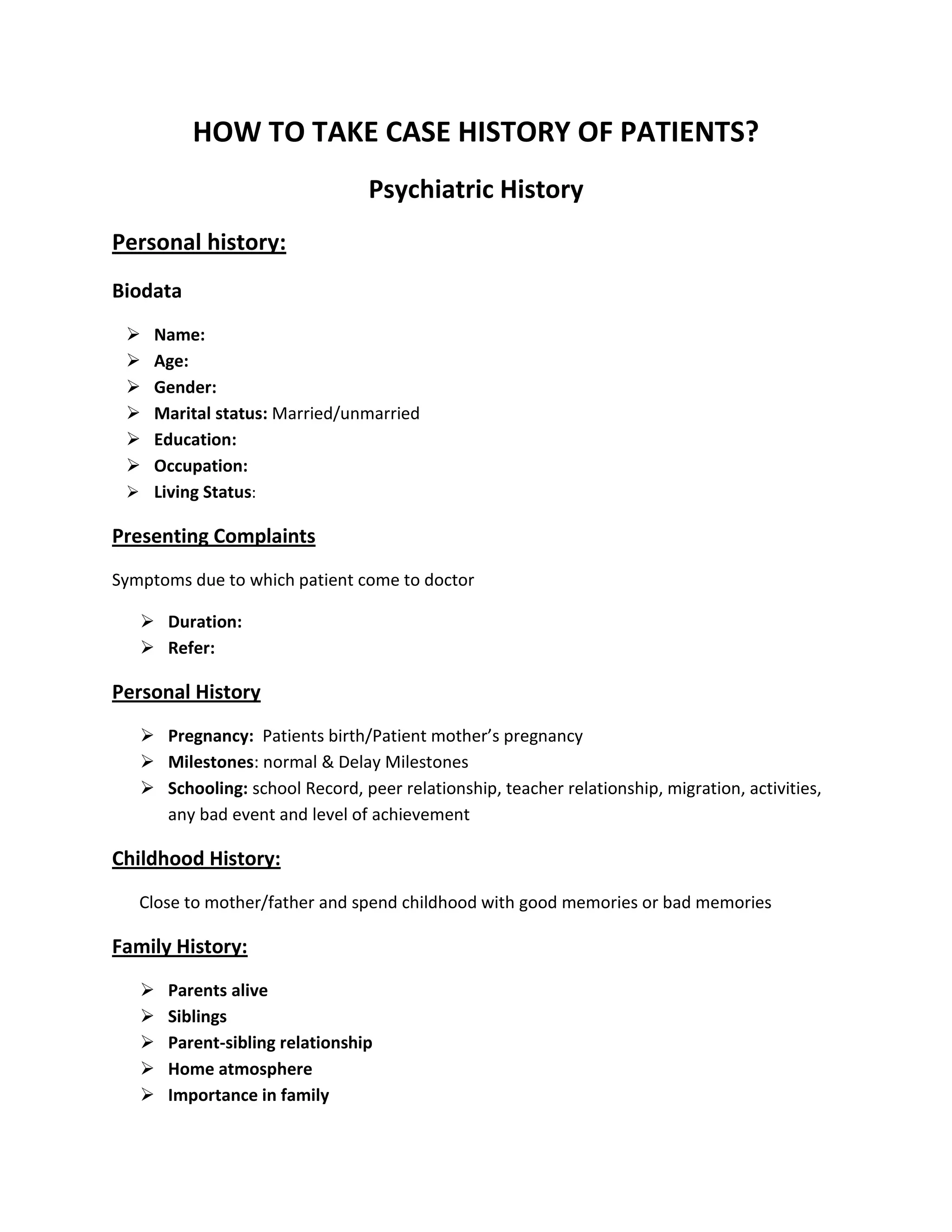 Abnormal Psychology (Psychiatric history) Case Study | PDF