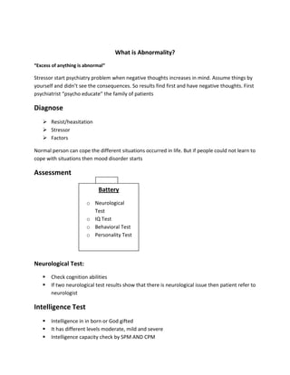 Abnormal Psychology (Psychiatric history) Case Study | PDF