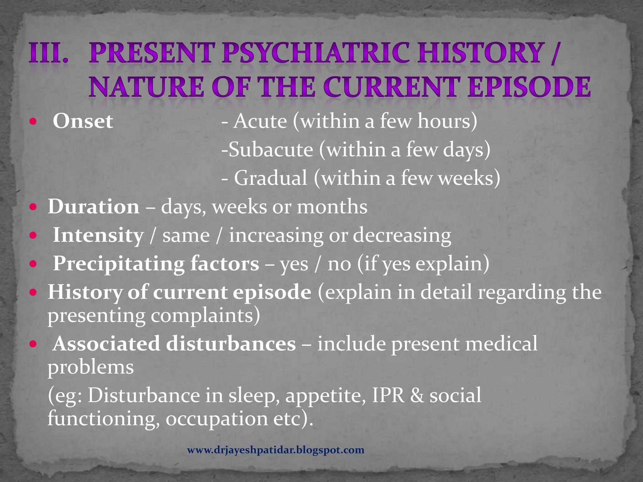 Psychiatric history taking | PPSX