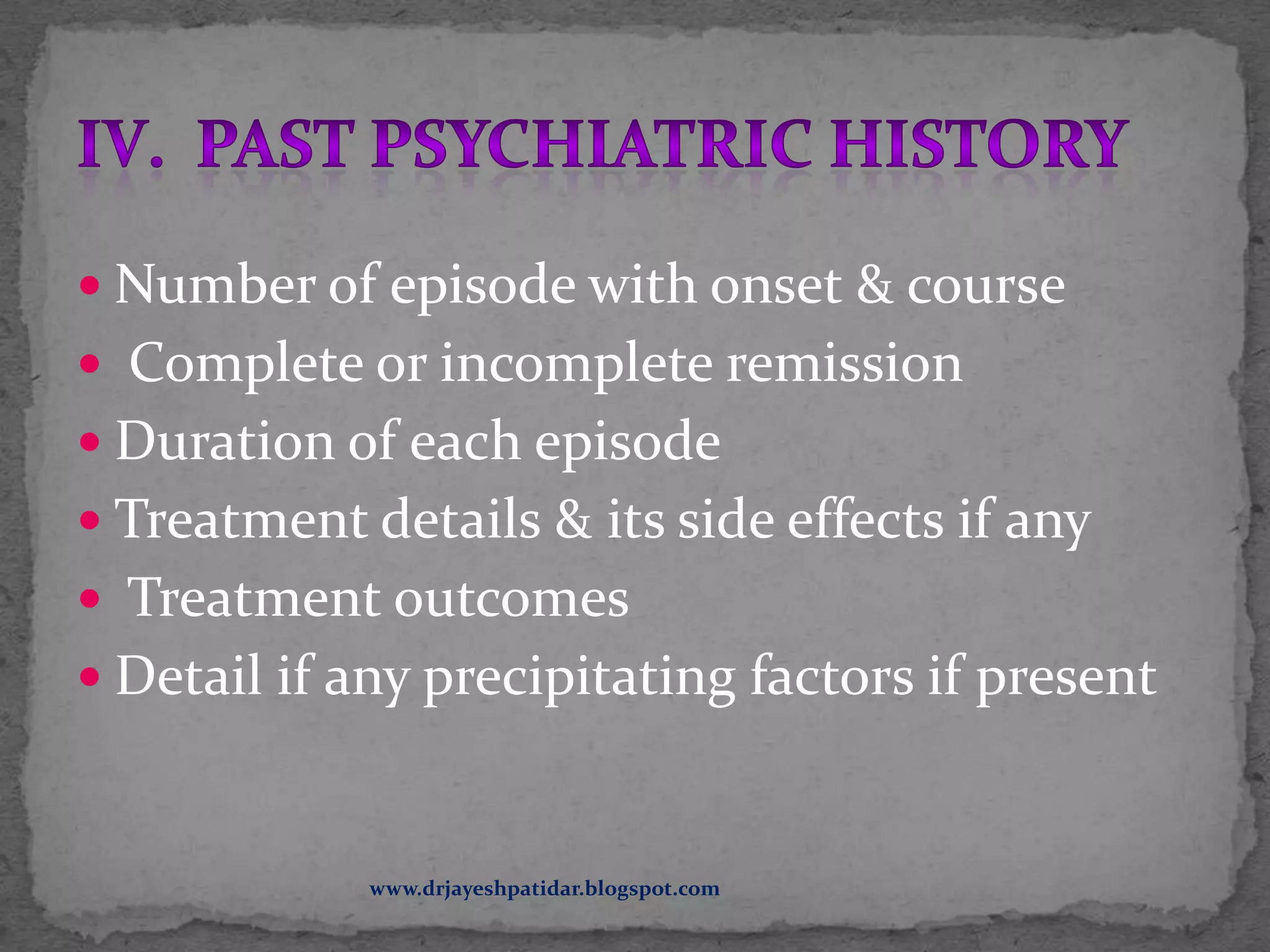 Psychiatric history taking | PPSX