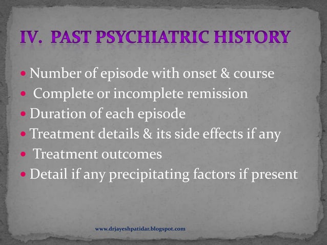 Psychiatric history taking | PPSX