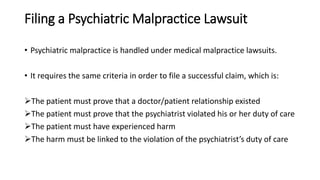 Psychiatric malpractice to present | PPT