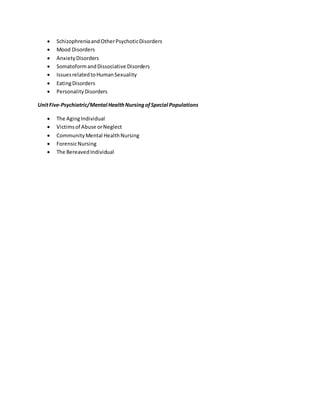Psychiatric mental health nursing adn course content | DOCX