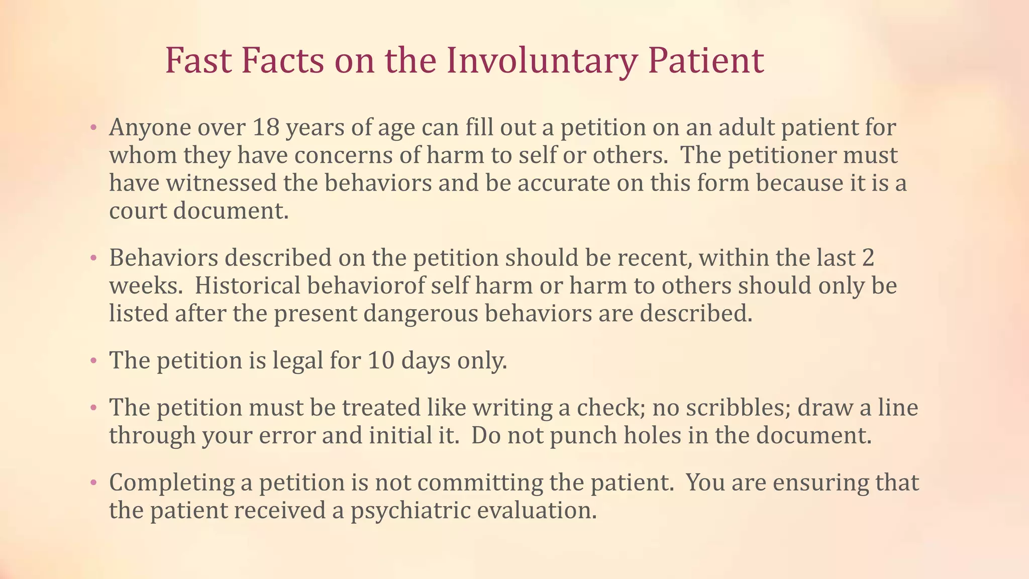 Psychiatric Petitions & The Commitment Process | PPTX