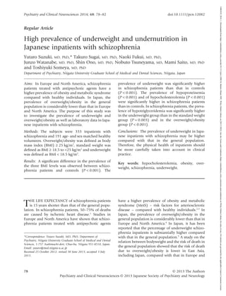 Psychiatry Clin Neurosci - 2013 - Suzuki - High prevalence of ...