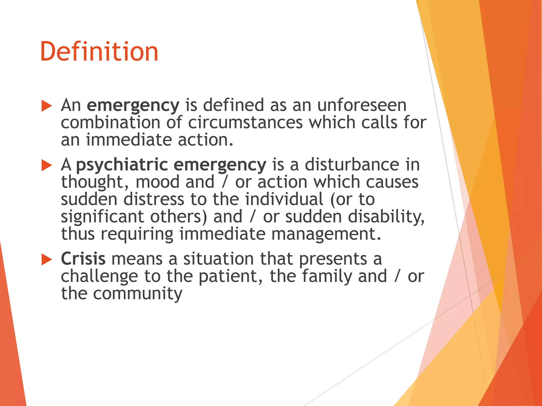 Psychiatry emergencies PPT presentation | PPT
