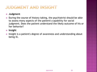 Psychiatry history taking and mental state examination [autosaved] | PPTX