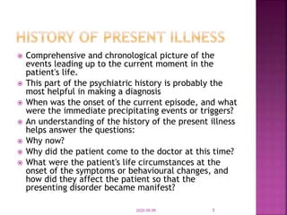 Psychiatry history taking and mental state examination [autosaved] | PPTX