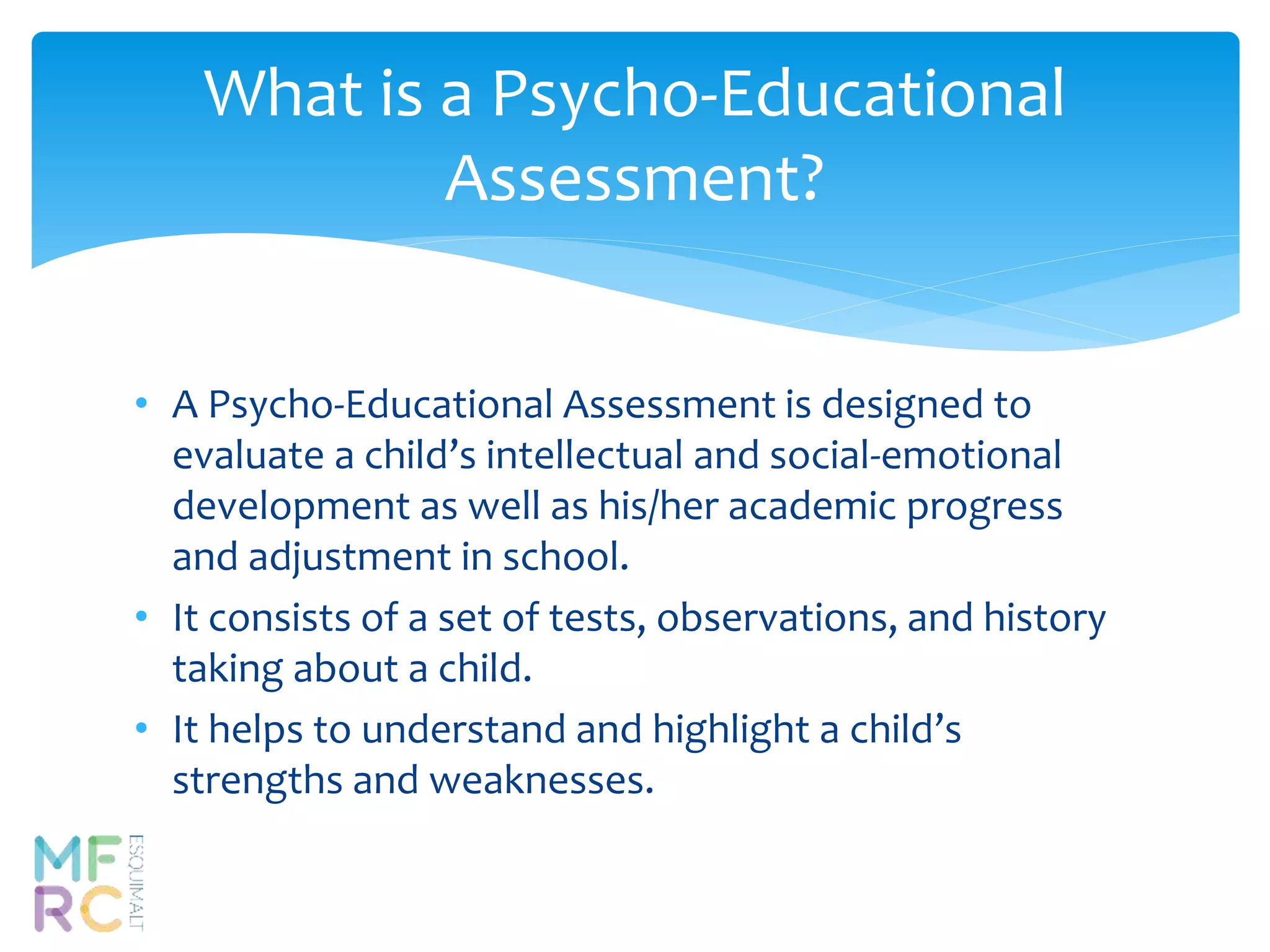 Psycho educational assessment | PPTX