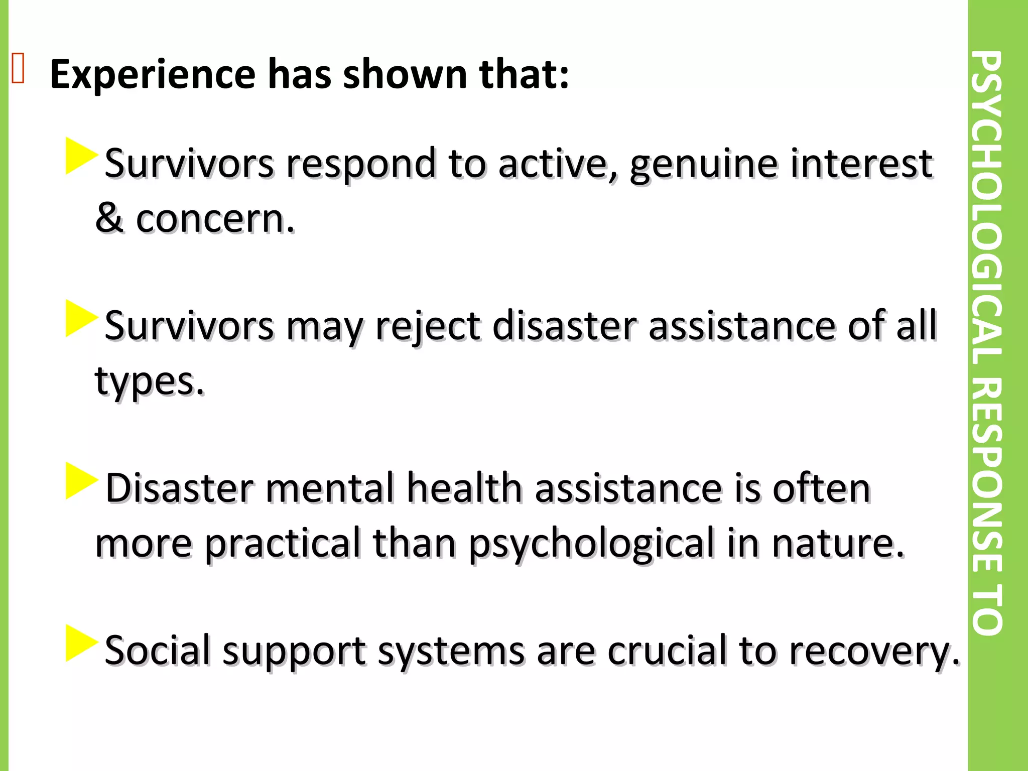 Psycho social issues in disaster management 2 | PPT