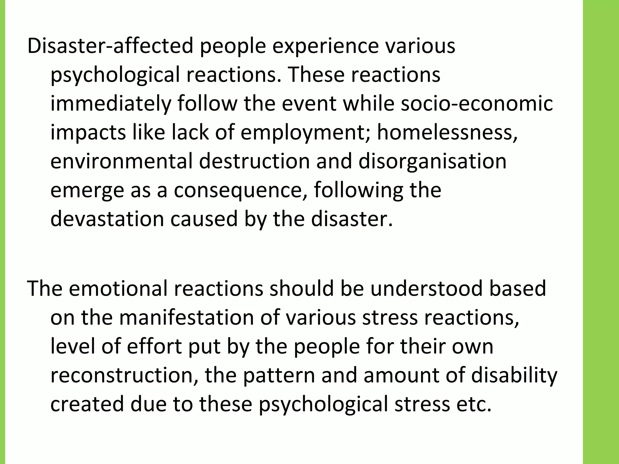 Psycho social issues in disaster management 2 | PPT