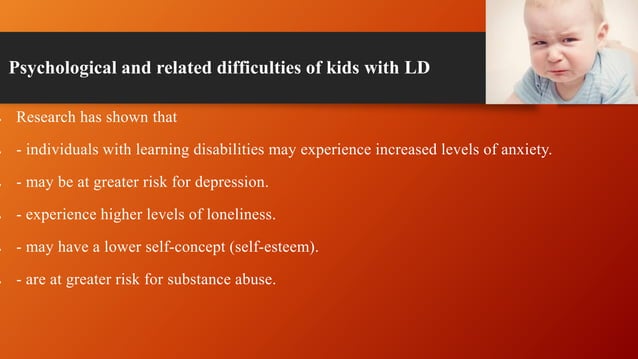 Psycho social problems of children with learning disability | PPT