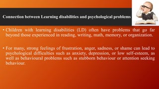 Psycho social problems of children with learning disability | PDF