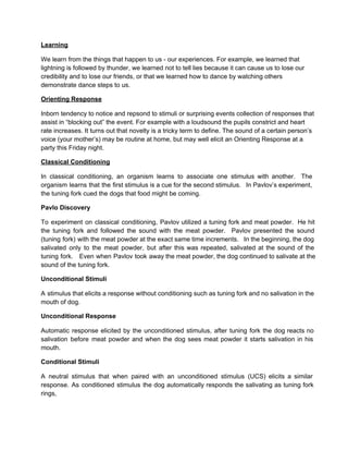 Psychology Assignment Learning & Memory | PDF