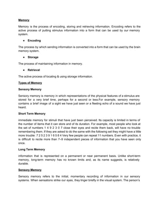 Psychology Assignment Learning & Memory | PDF