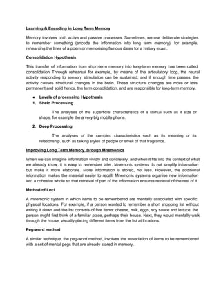 Psychology Assignment Learning & Memory | PDF