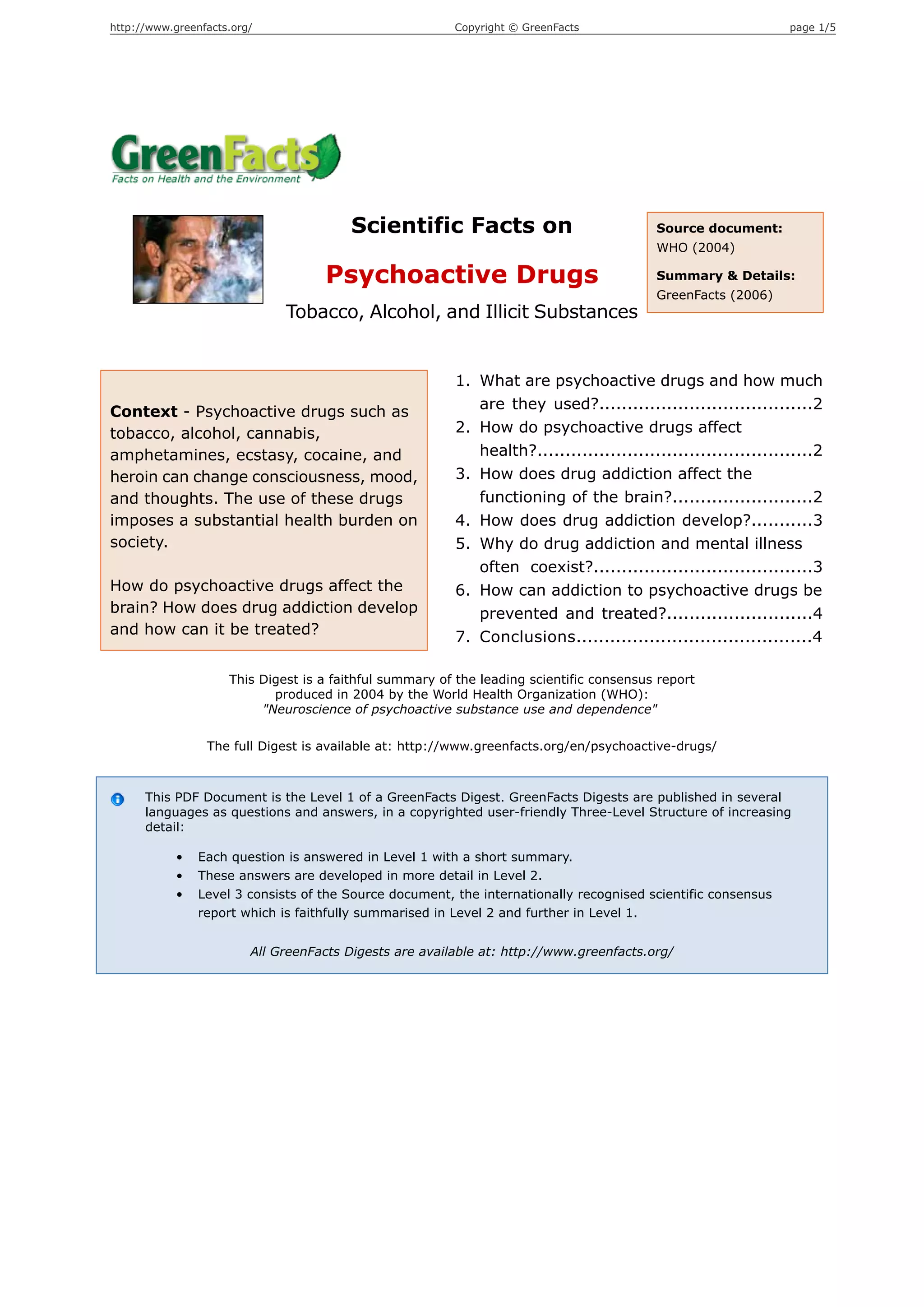 Psychoactive Drugs Tobacco, Alcohol, and Illicit Substances | PDF