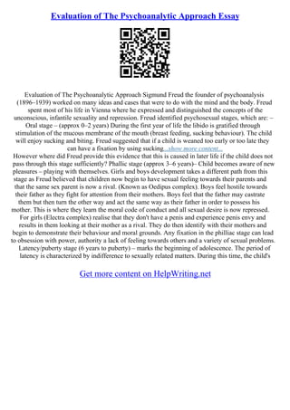 Psychoanalysis Essay | PDF