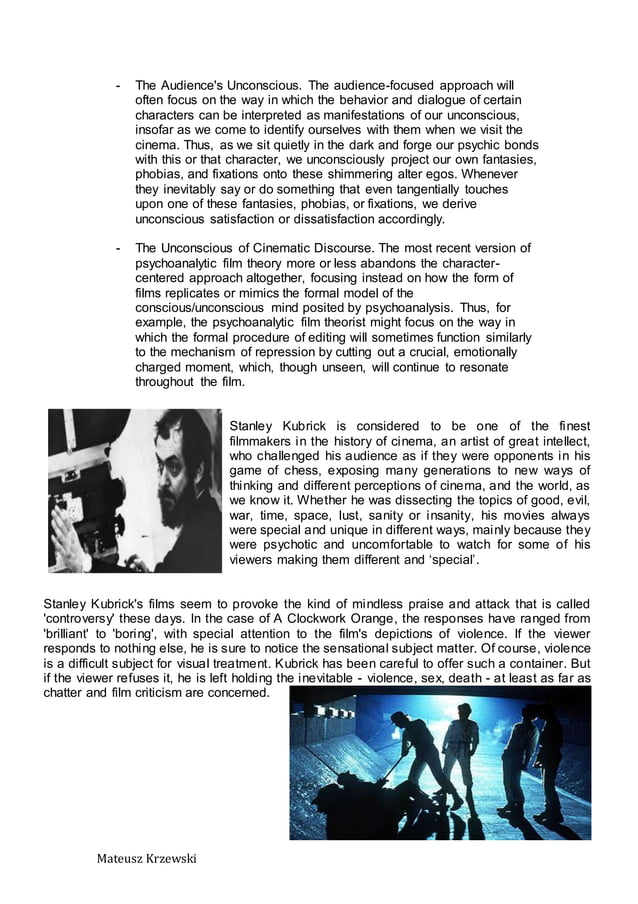 Psychoanalysis film theory Essay | PDF