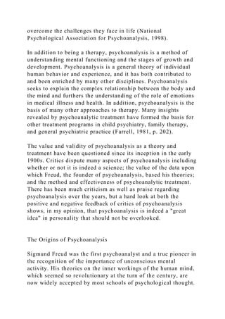 Psychoanalysis Freuds Revolutionary Approach to Human Personal.docx