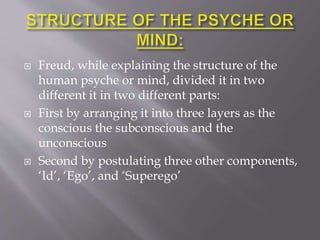 PSYCHOANALYSIS THEORY BY SIGMUND FREUD | PPTX
