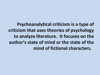 Psychoanalytical criticism | PPT