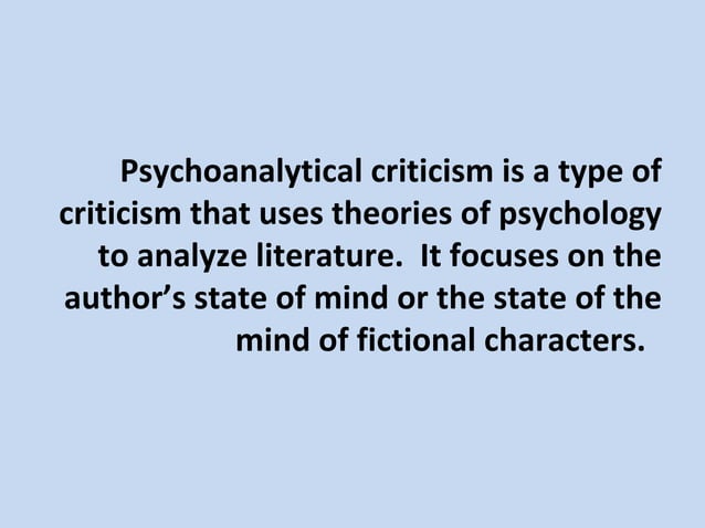 Psychoanalytical criticism | PPT | Poetry | Books and Literature
