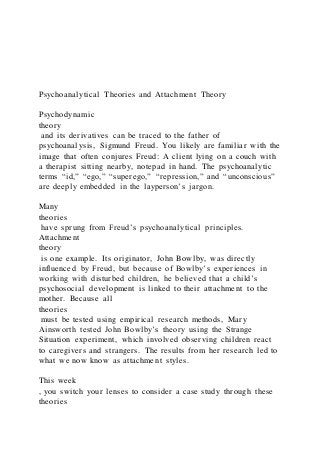 Psychoanalytical Theories and Attachment TheoryPsychodyn | PDF