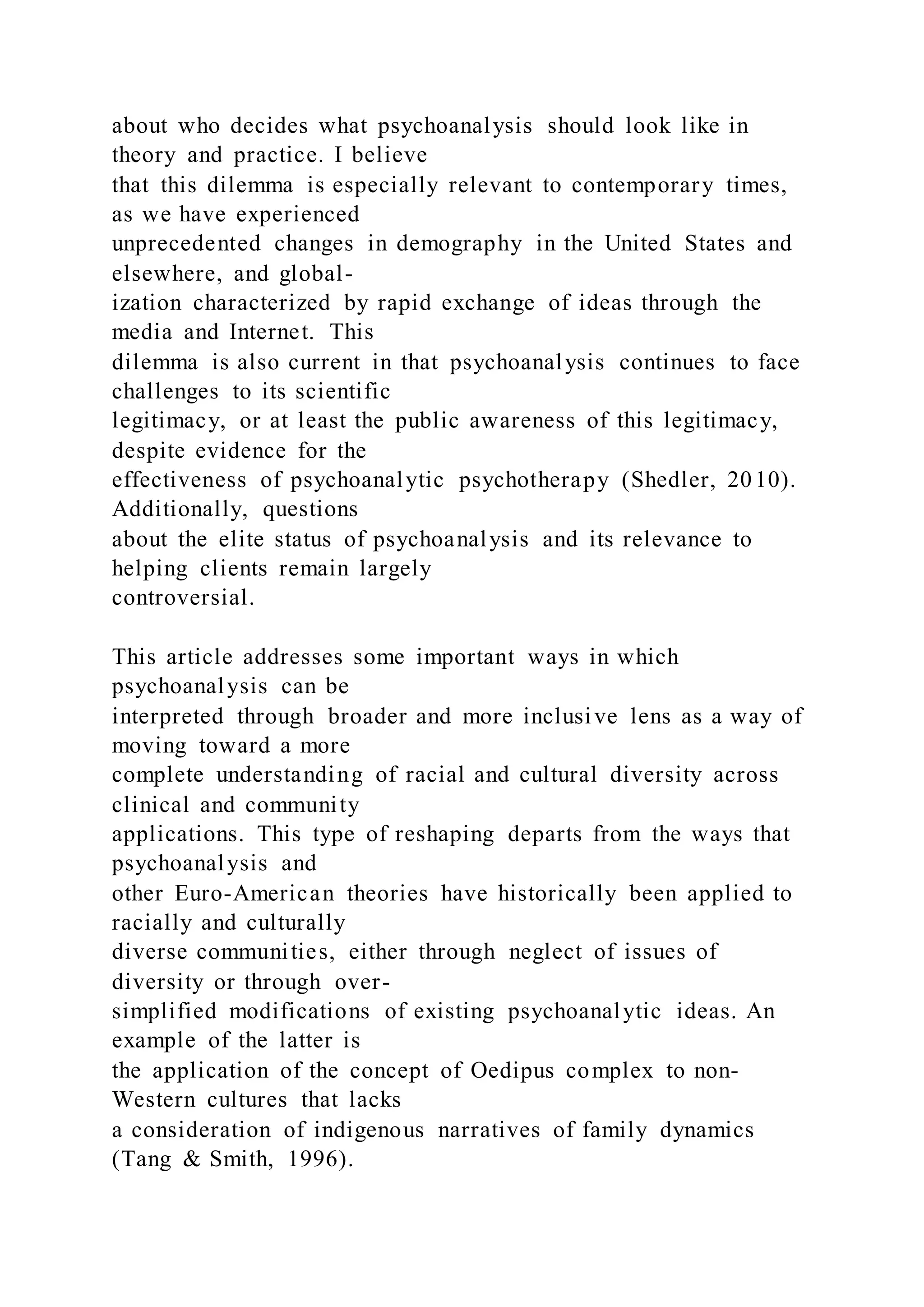 PSYCHOANALYTIC APPLICATIONS IN ADIVERSE SOCIETYPratyusha | DOCX