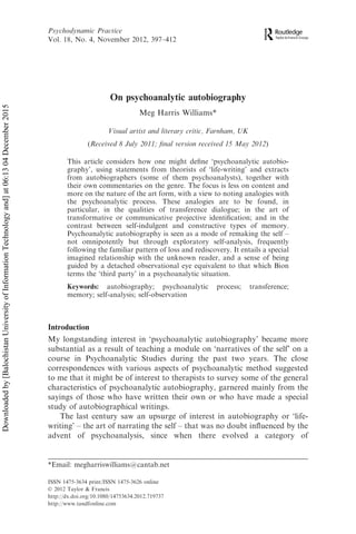 Psychoanalytic article | PDF