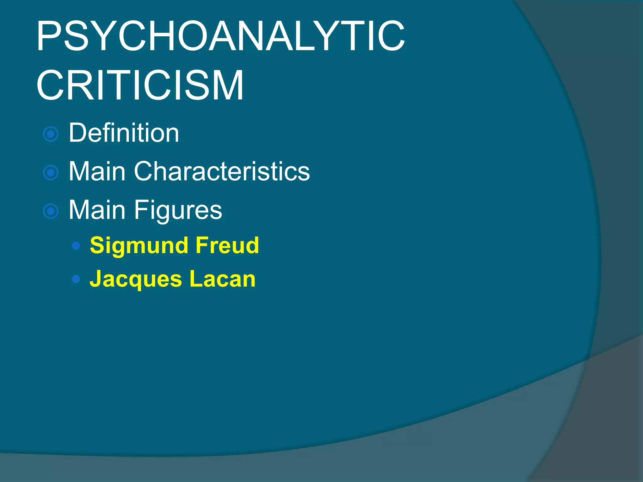 Psychoanalytic criticism | PPTX