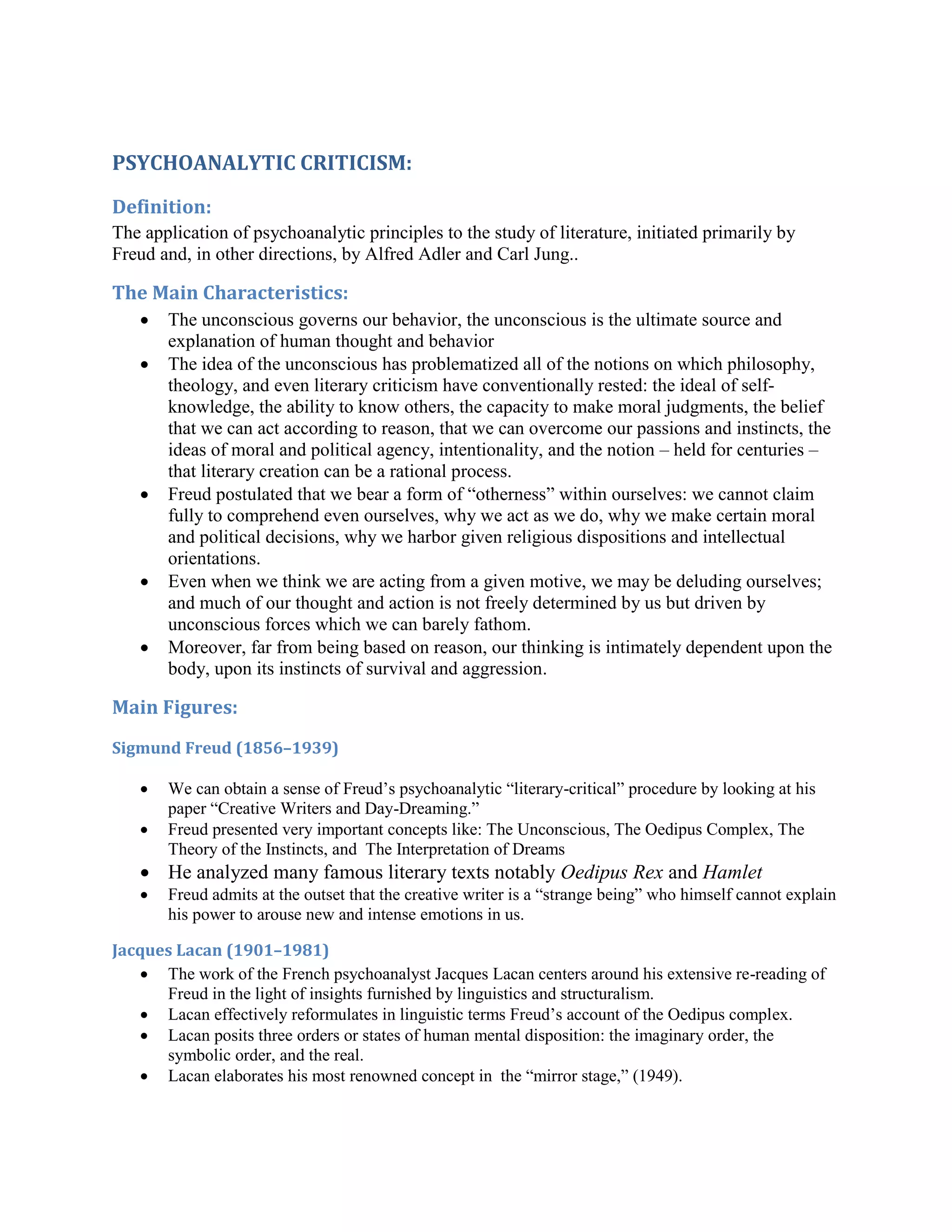 Psychoanalytic criticism | PDF