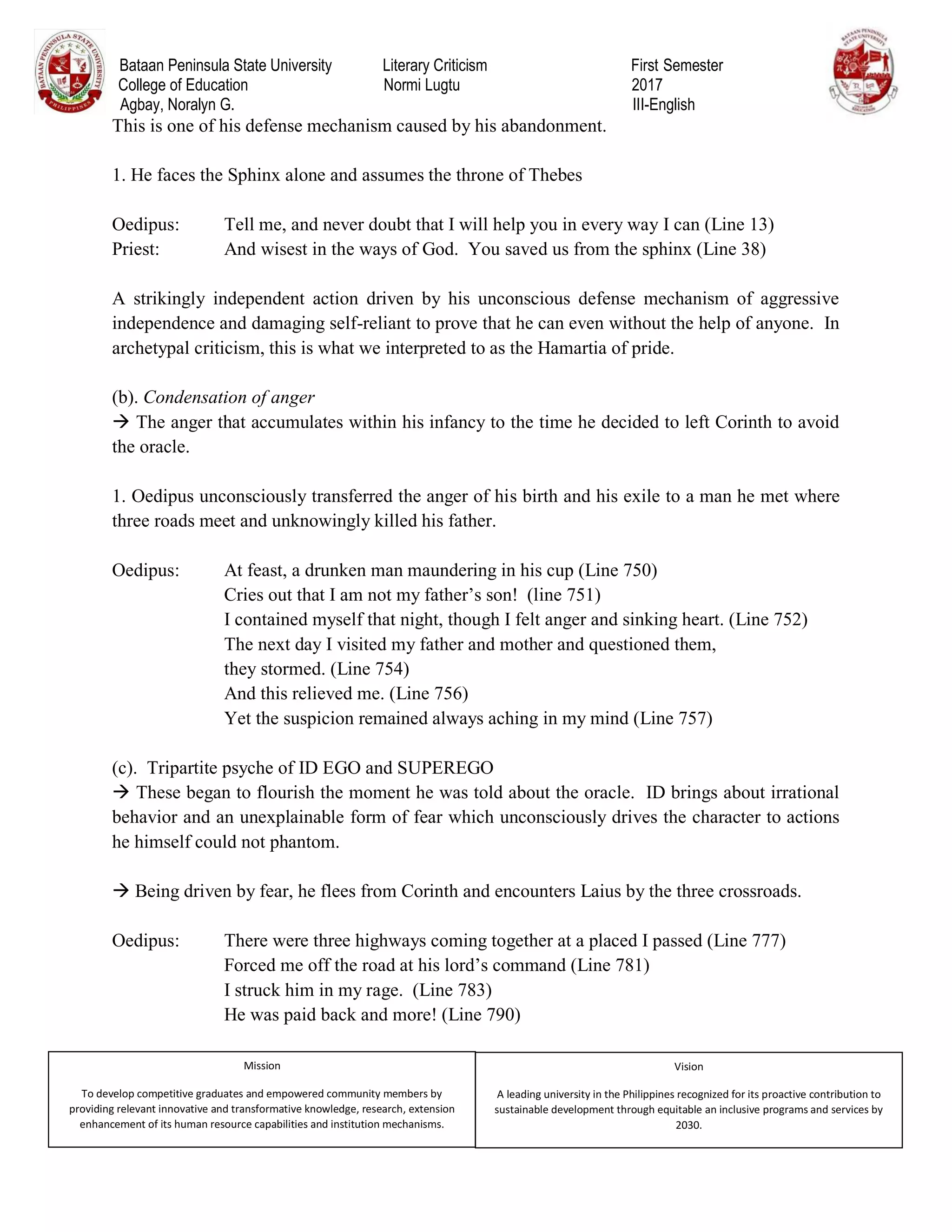 Psychoanalytic handout | PDF