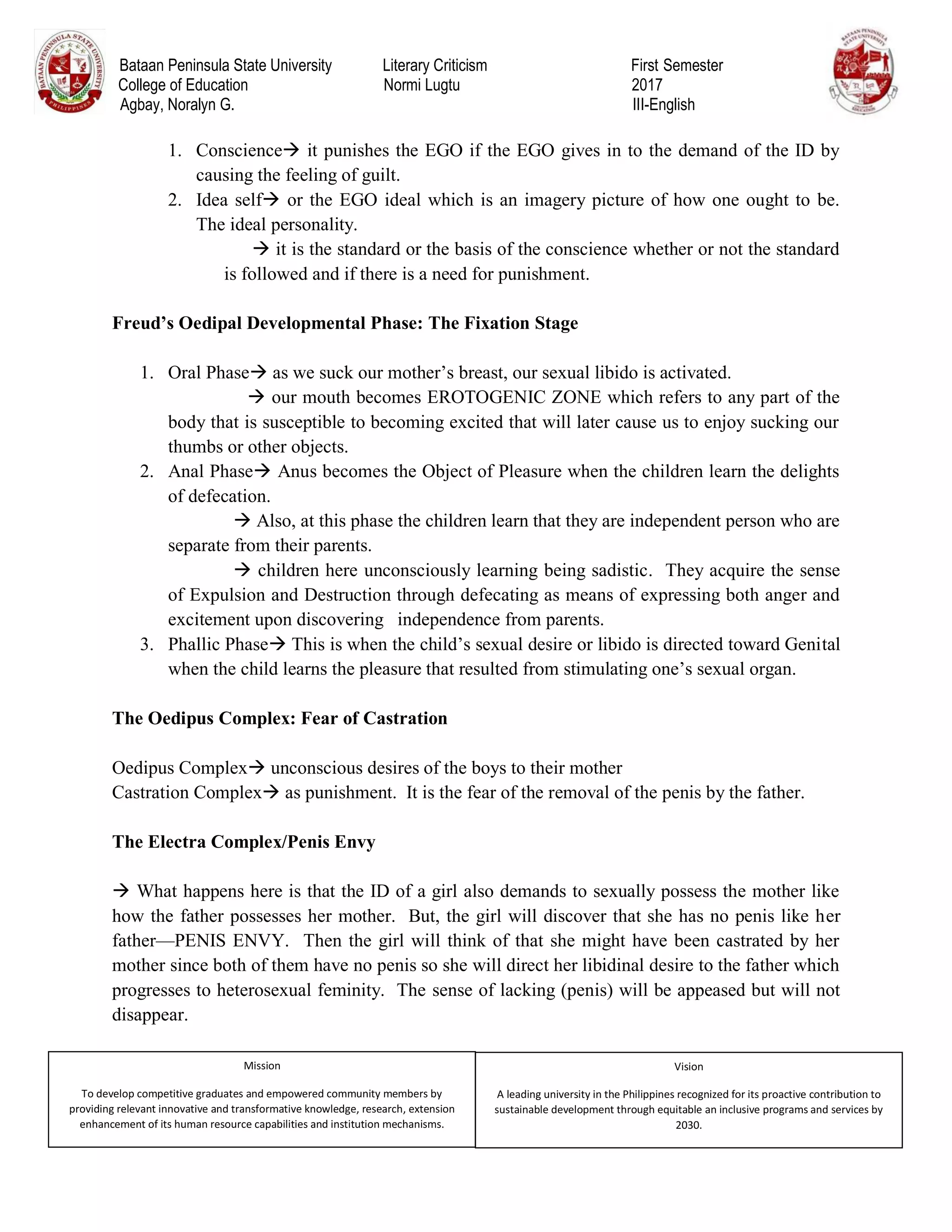 Psychoanalytic handout | PDF