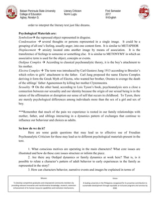 Psychoanalytic handout | PDF