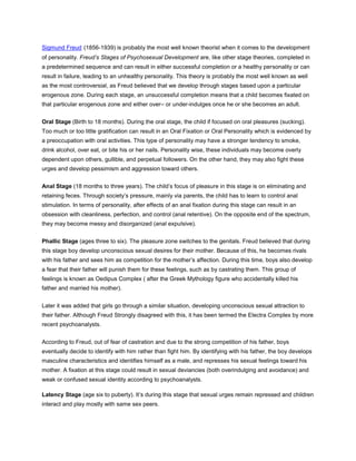 Psychoanalytic theory and freud | DOCX