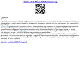 Psychoanalytic Theory Research Paper | PDF